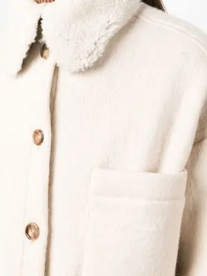 AVA ADORE Shearling-trim Button-up Jacket