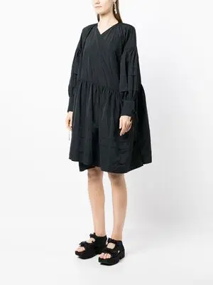 Cecilie Bahnsen Amalie Pleated Wrap Dress In Black - 65% Off