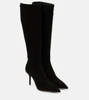 AQUAZZURA Saint Honore 85 Suede Boots - Black