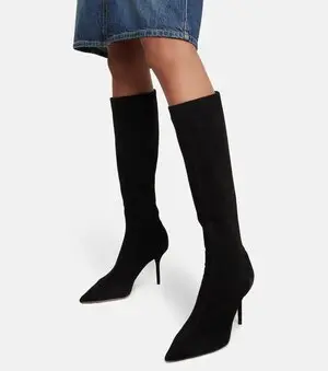 AQUAZZURA Saint Honore 85 Suede Boots - Black