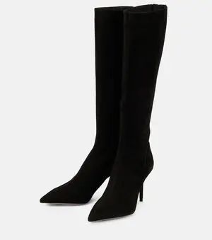 AQUAZZURA Saint Honore 85 Suede Boots - Black