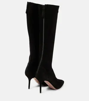 AQUAZZURA Saint Honore 85 Suede Boots - Black