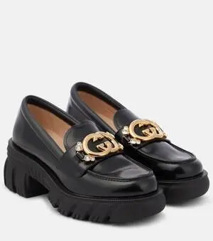 Gucci Interlocking G Leather Loafers - Black | Editorialist display picture 3