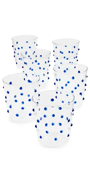 ZAFFERANO Party Tumbler Set Of 6 Blue Dots