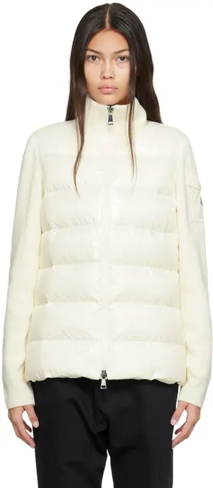 Moncler Moncler White Padded Down Cardigan 034 White