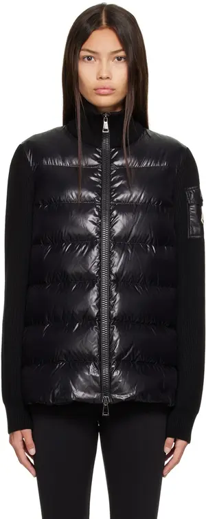 Moncler Moncler White Padded Down Cardigan 999 Black
