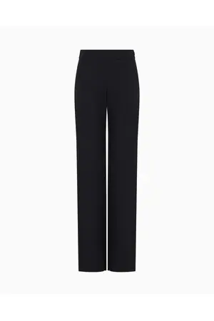 Giorgio Armani Wool Crepe Cropped Trousers - Blue / Navy