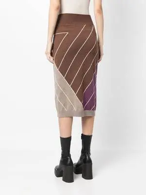 Stella McCartney Knitted Geometric Pattern Midi Skirt