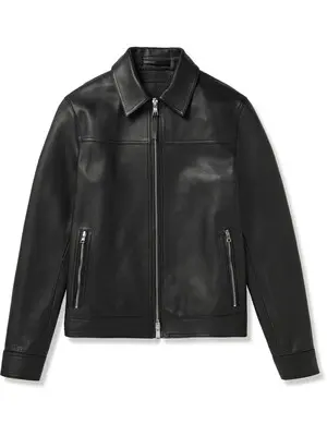 Mr P. Full-grain Leather Coach Jacket - Black