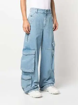 Gcds Cargo-pocket Wide-leg Jeans - Blue
