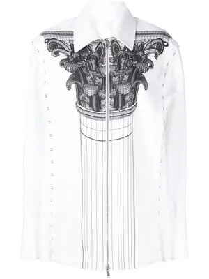 DION LEE Column-print Hook-and-eye Shirt Jacket