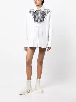 DION LEE Column-print Hook-and-eye Shirt Jacket