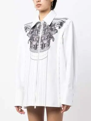 DION LEE Column-print Hook-and-eye Shirt Jacket