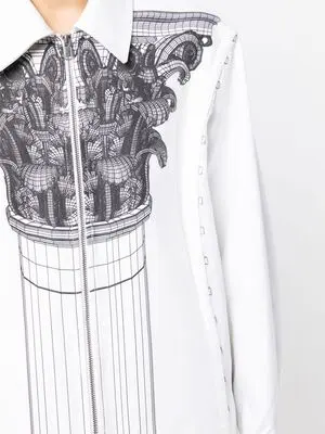DION LEE Column-print Hook-and-eye Shirt Jacket