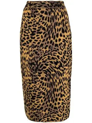 STELLA MCCARTNEY Stella McCartney Textured Leopard-Print Pencil Skirt