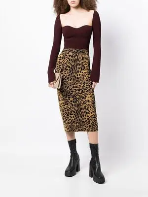 Stella McCartney Textured Leopard-print Pencil Skirt