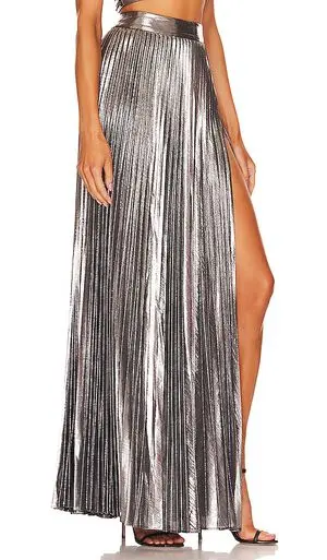 Retrofete Cressida Pleated Metallic Maxi Skirt