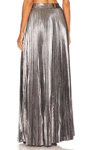 Retrofete Cressida Pleated Metallic Maxi Skirt