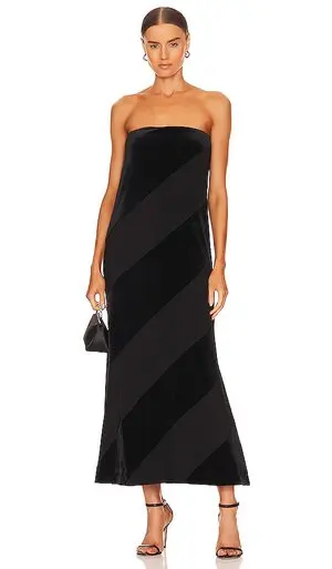 Norma Kamali Spiral Strapless Midi Dress