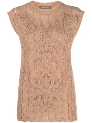 Alberta Ferretti Cable Knit Crew Neck Vest