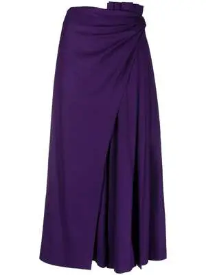Alberta Ferretti Draped Stretch-wool Midi Skirt