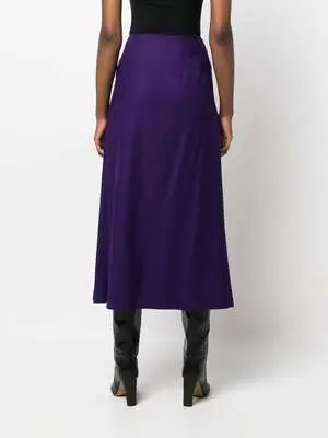 Alberta Ferretti Draped Stretch-wool Midi Skirt