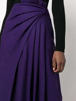 Alberta Ferretti Draped Stretch-wool Midi Skirt