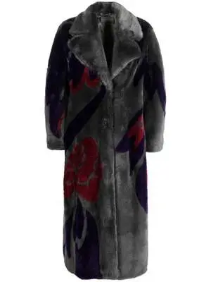 Alberta Ferretti Abstract Faux Fur Coat