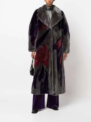 Alberta Ferretti Abstract Faux Fur Coat