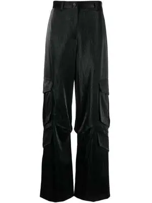 MSGM Crinkled-finish Cargo Trousers - Black