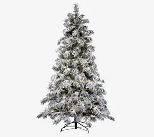 HAUTE DECOR 7.5' Berkshire Snowy Christmas Tree With Led L Ights - One-color