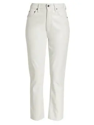 AGOLDE Women's Riley Ankle-Crop Leather-Blend Pants - Wisp  - Wisp