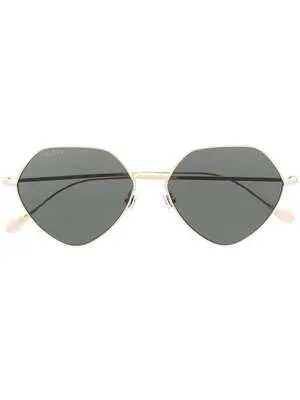 Gucci Logo-engraved Octagon-frame Sunglasses - Gold