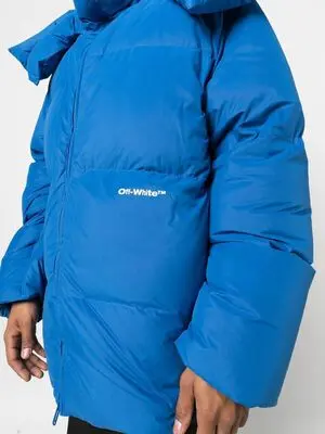 Off-White Logo-print Padded Jacket - Blue