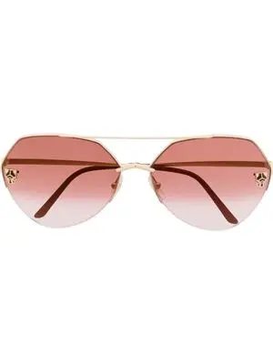 Cartier Panther Head-detail Sunglasses - Gold