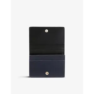 Smythson Ludlow Snap-closure Leather Card Case - Navy