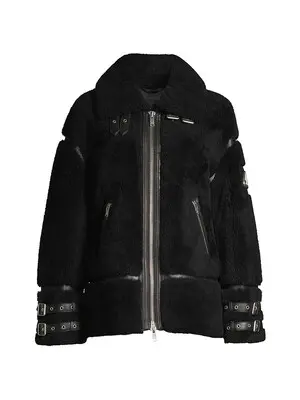 Moose Knuckles Women's Golden Prairie Shearling Jacket - Black  - Black