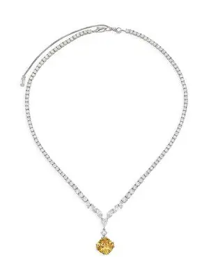 Adriana Orsini Saffron & Cubic Zirconia Collar Pendant Necklace - Sterling Silver