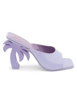 Palm Angels Women's Patent Leather Palm-Heel Mules - Purple  - Purple