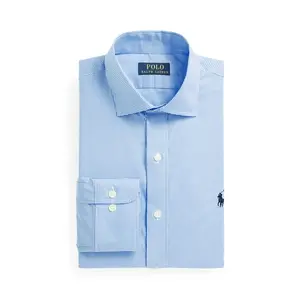 Ralph Lauren Custom Fit Checked Poplin Shirt Light Blue/white