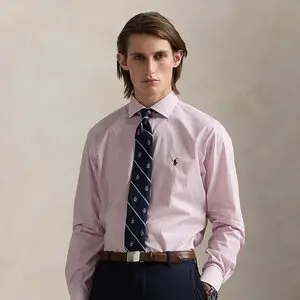Ralph Lauren Custom Fit Checked Poplin Shirt White Belaire Pink