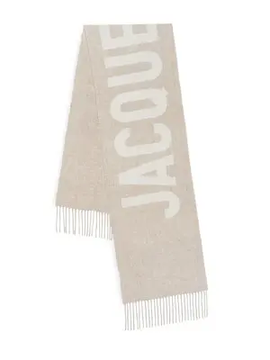 Jacquemus L'echarpe Logo Wool Scarf Multi Beige