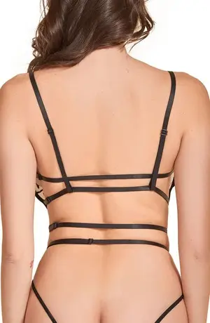 HAUTY Burnout Heart Strappy Back Mesh Teddy