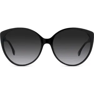 Fendi Round Frame Sunglasses - Shiny Black/gradient Smoke