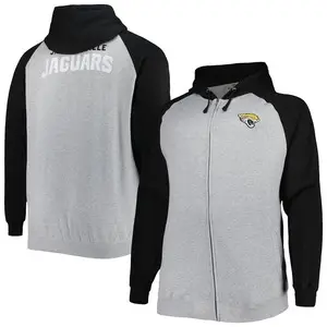 Profile Jacksonville Jaguars Big & Tall Fleece Raglan Full-zip Hoodie Jacket - Heather Gray
