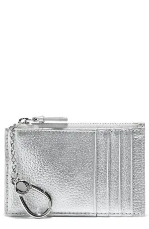 Cole Haan Top Zip Card Case - Silver