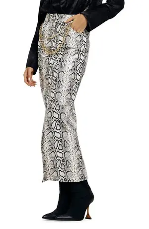 RIVER ISLAND Midaxi Snakeskin Print Faux Leather Midi Skirt