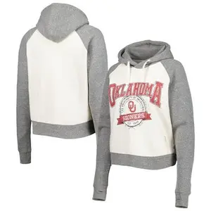 PRESSBOX Cream/heather Gray Oklahoma Sooners Cody Tri-bend Raglan Pullover Hoodie - White