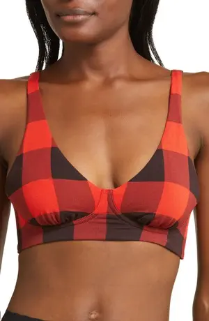 MEUNDIES Feelfree Longline Bralette Buffalo Plaid