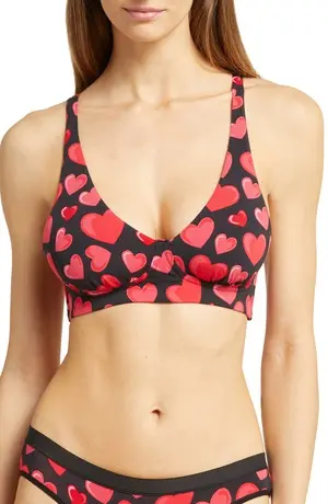 MEUNDIES Feelfree Longline Bralette Red Hearts